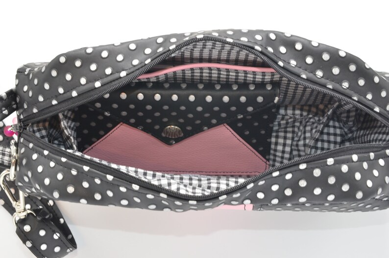 Black and pink handbag Pink Preppy style handbag Black and | Etsy