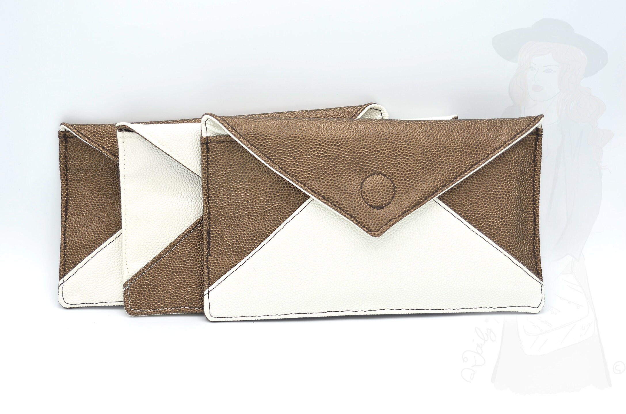 White and Bronze Envelope Pouch 8.66 X 5.51 - Etsy