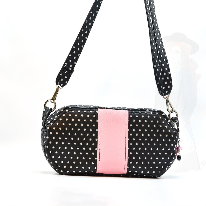 Black and Pink Handbag, Pink Preppy Style Handbag, Black and White ...