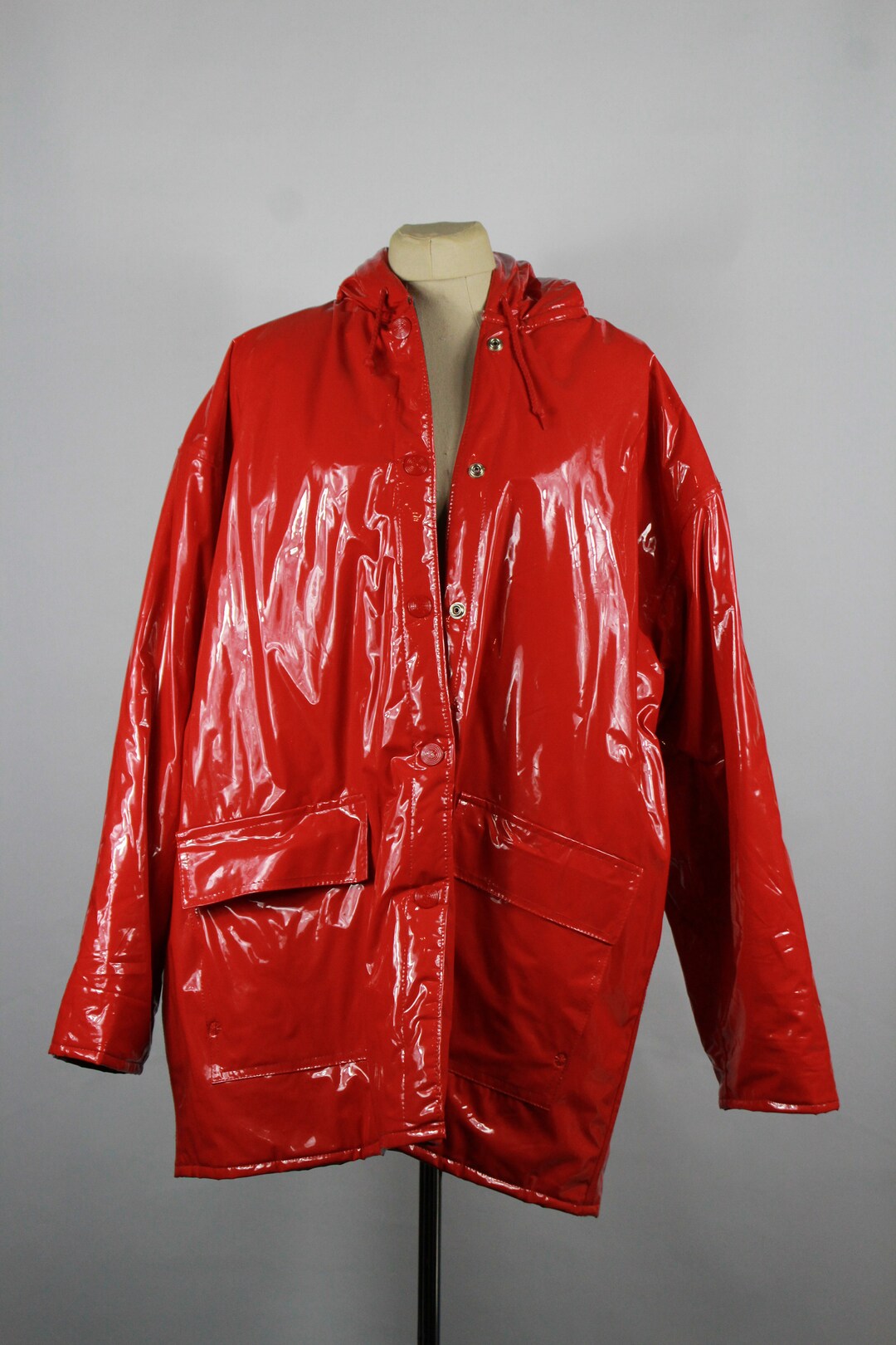Vintage 90s Red Raincoat With Hood, 90s Clothing, Retro Raincoat - Etsy