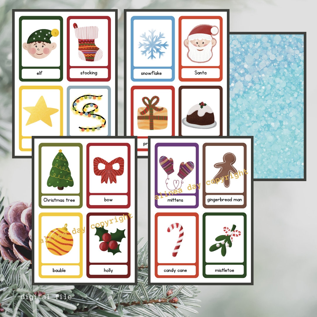 Printable Christmas Flashcards Festive Learning and Fun Instant ...
