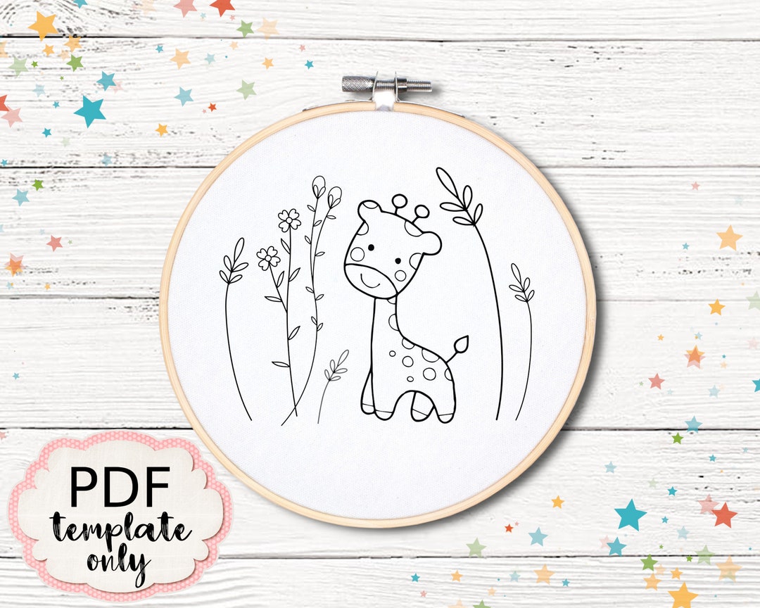 Embroidery Giraffe PDF Pattern Template ONLY Hand Embroidery Pattern ...