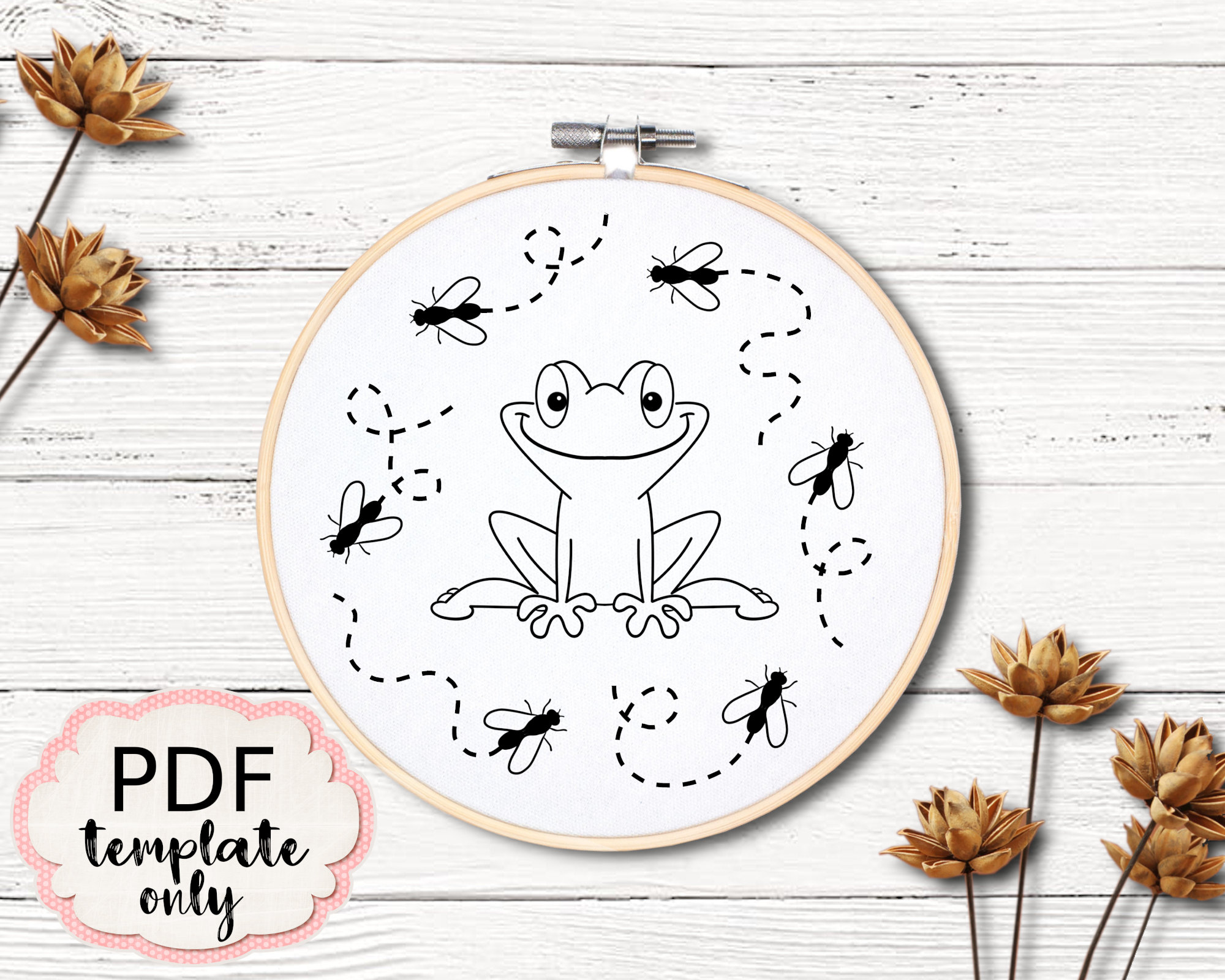 Embroidery Frog - PDF Pattern Template ONLY - Hand Embroidery Pattern ...