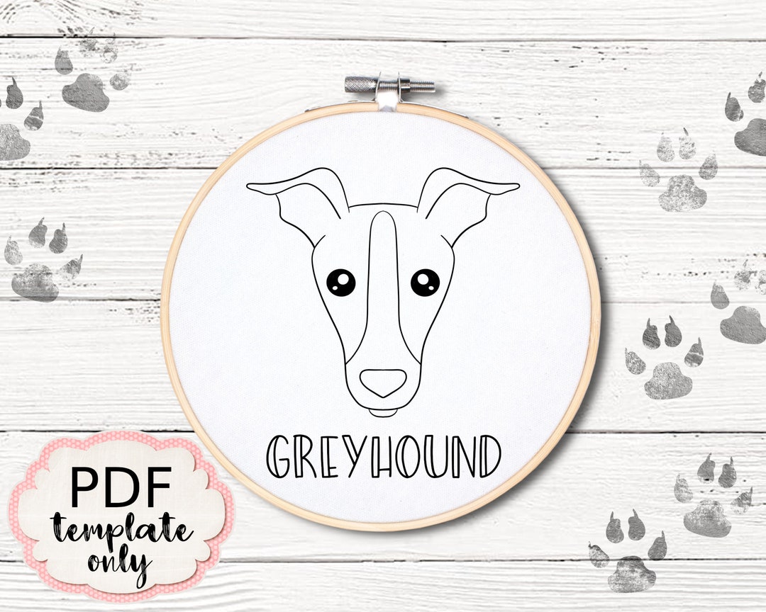 Embroidery Dog Greyhound PDF Pattern Template ONLY Hand Embroidery ...