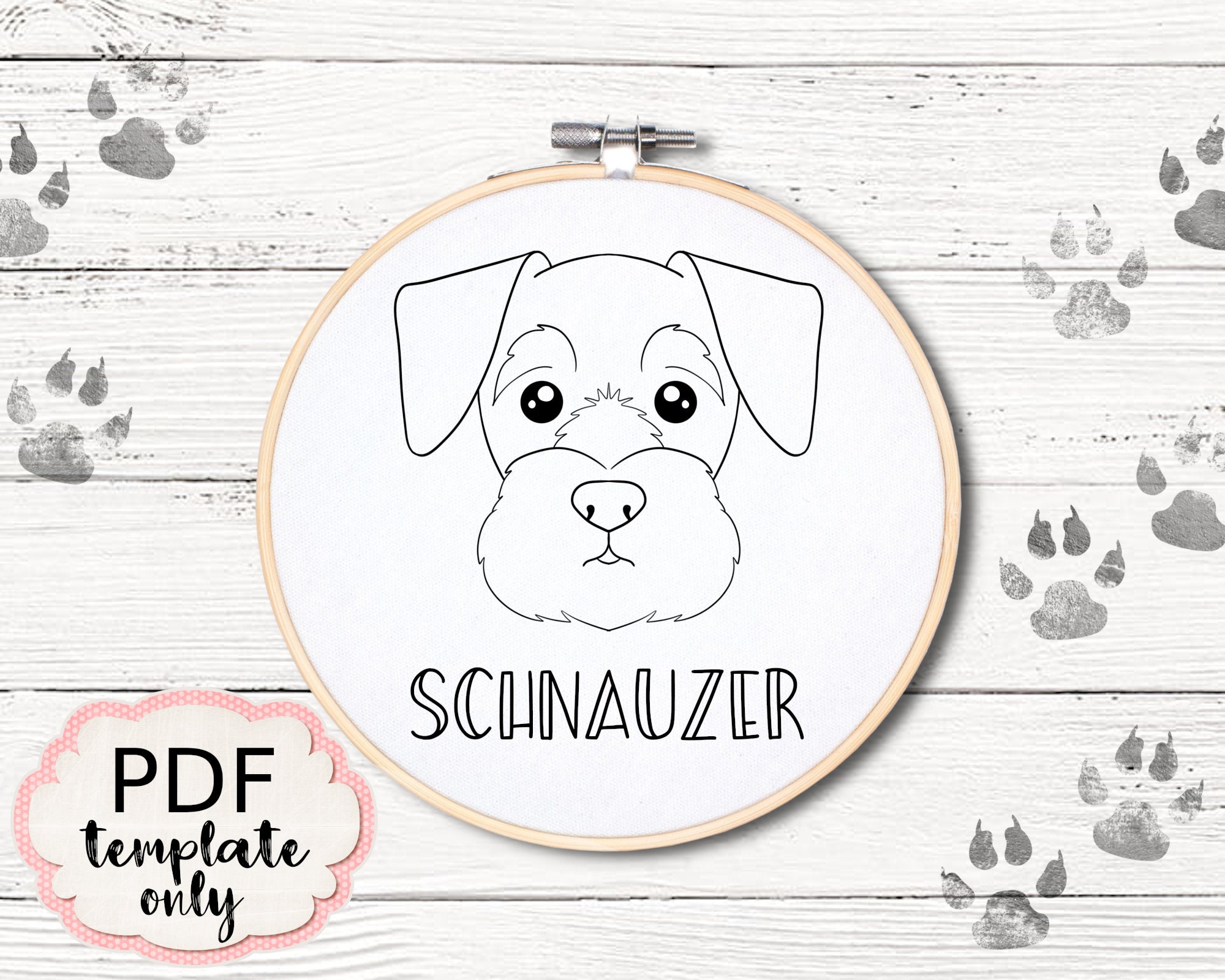 Embroidery Dog Schnauzer - PDF Pattern Template ONLY - Etsy
