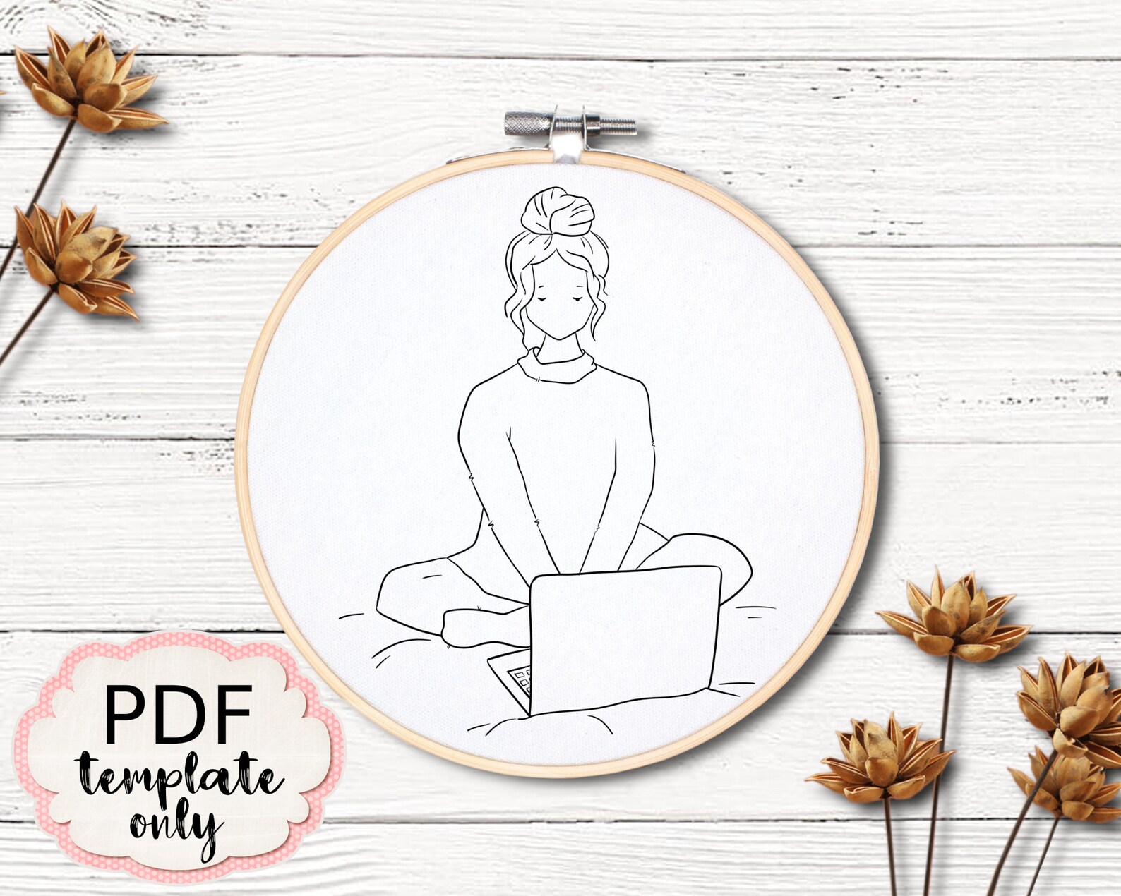 Embroidery Girl PDF Pattern Template ONLY Hand Embroidery Pattern ...