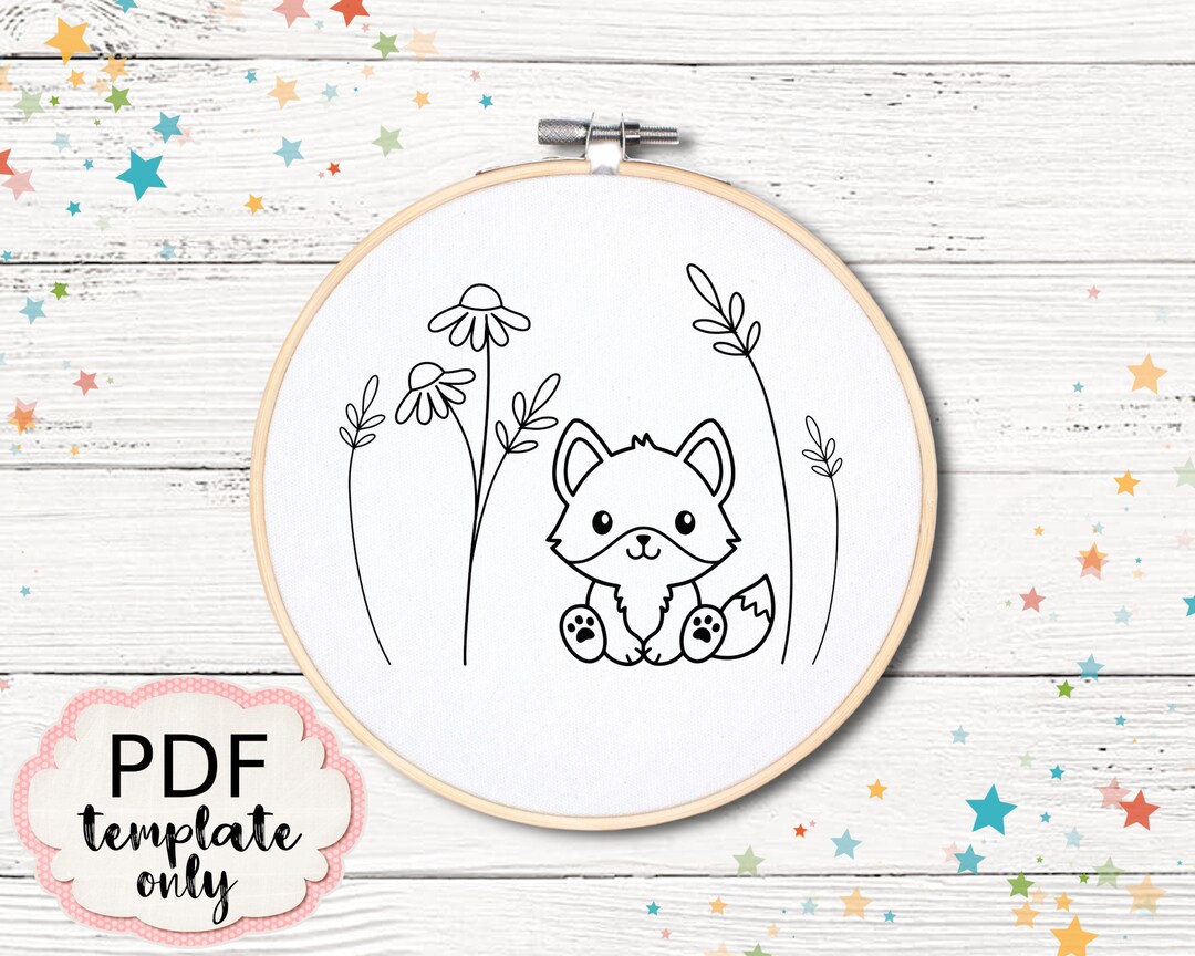 Embroidery Fox PDF Pattern Template ONLY Hand Embroidery Pattern ...