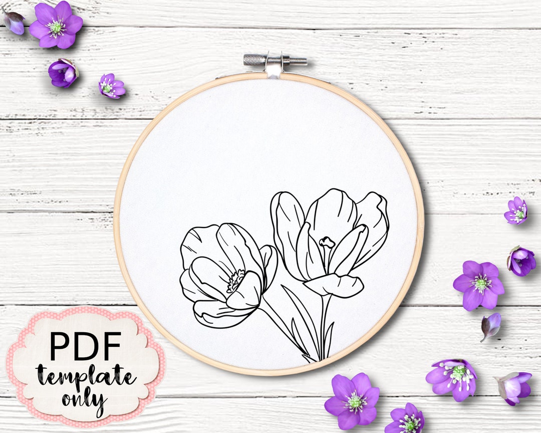 Embroidery Crocus Flowers - PDF Pattern Template ONLY - Etsy