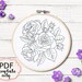 Embroidery Flowers Rose - PDF Pattern Template ONLY - Hand Embroidery ...