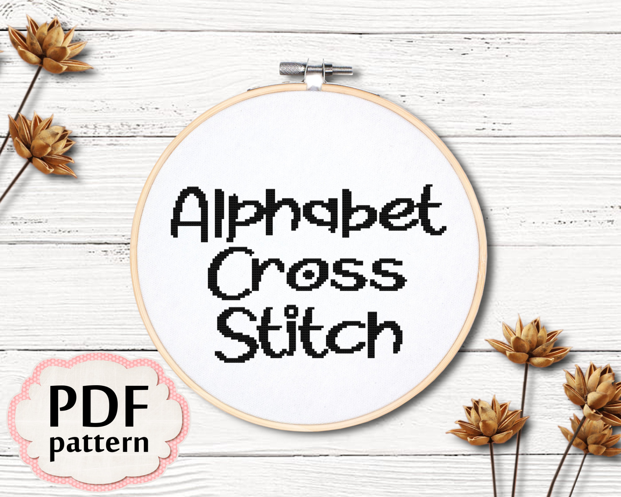 Alphabet Cross Stitch Pattern, Calligraphy Cross Stitch Alphabet ...