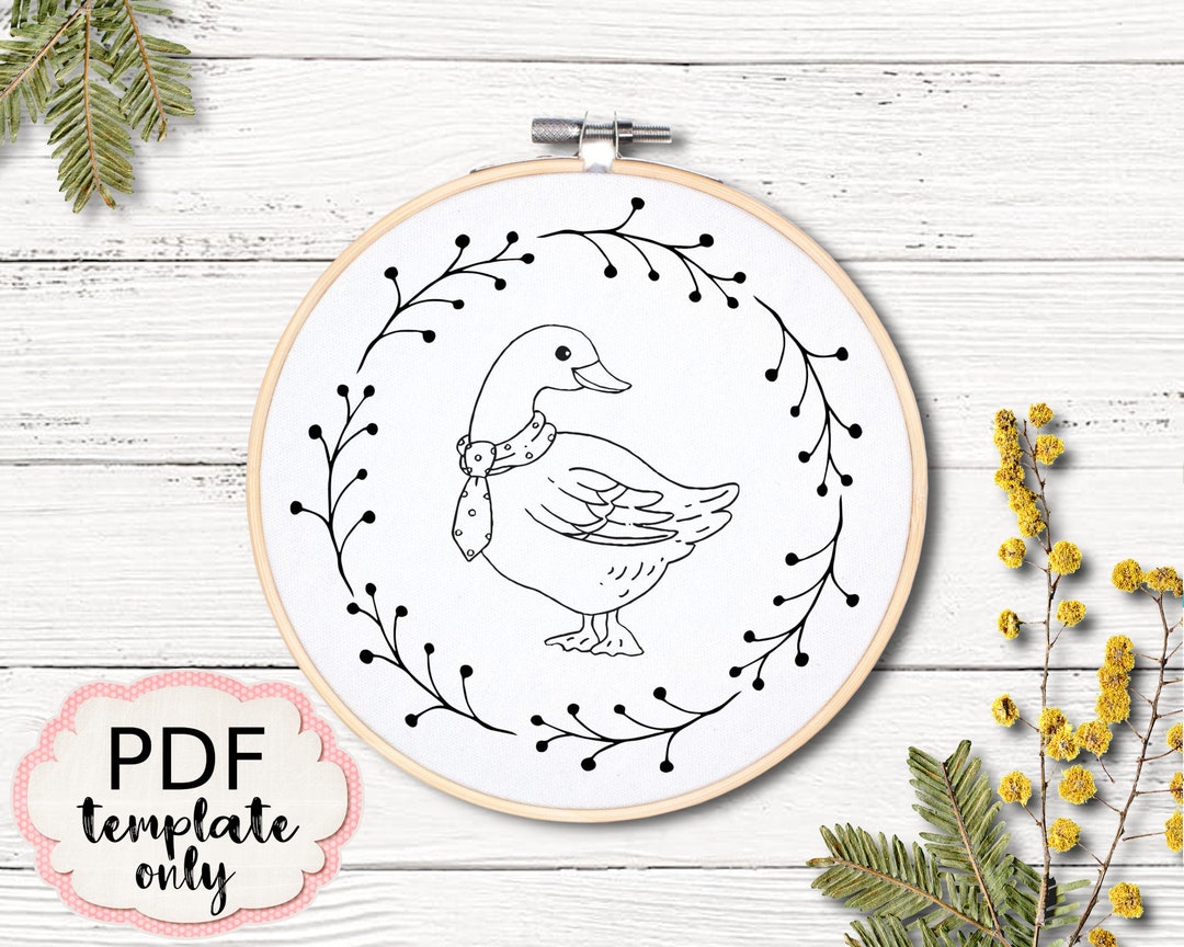 Embroidery Goose - PDF Pattern Template ONLY - Hand Embroidery Pattern ...