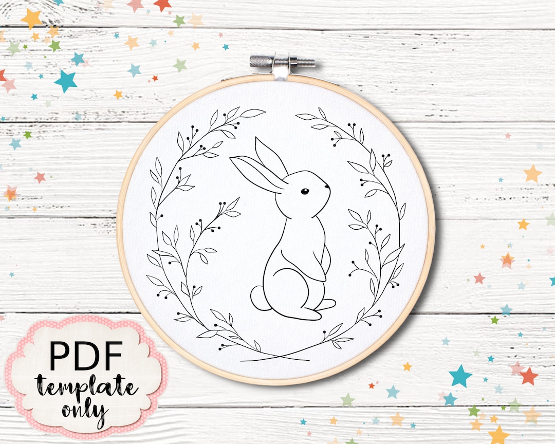 Embroidery Rabbit - PDF Pattern Template ONLY - Hand Embroidery Pattern ...