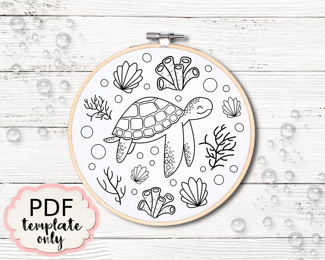 Embroidery Turtles Sea - PDF Pattern Template ONLY - Hand Embroidery ...