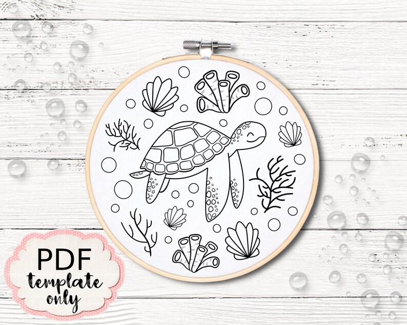 Embroidery Turtles Sea - PDF Pattern Template ONLY - Hand Embroidery ...