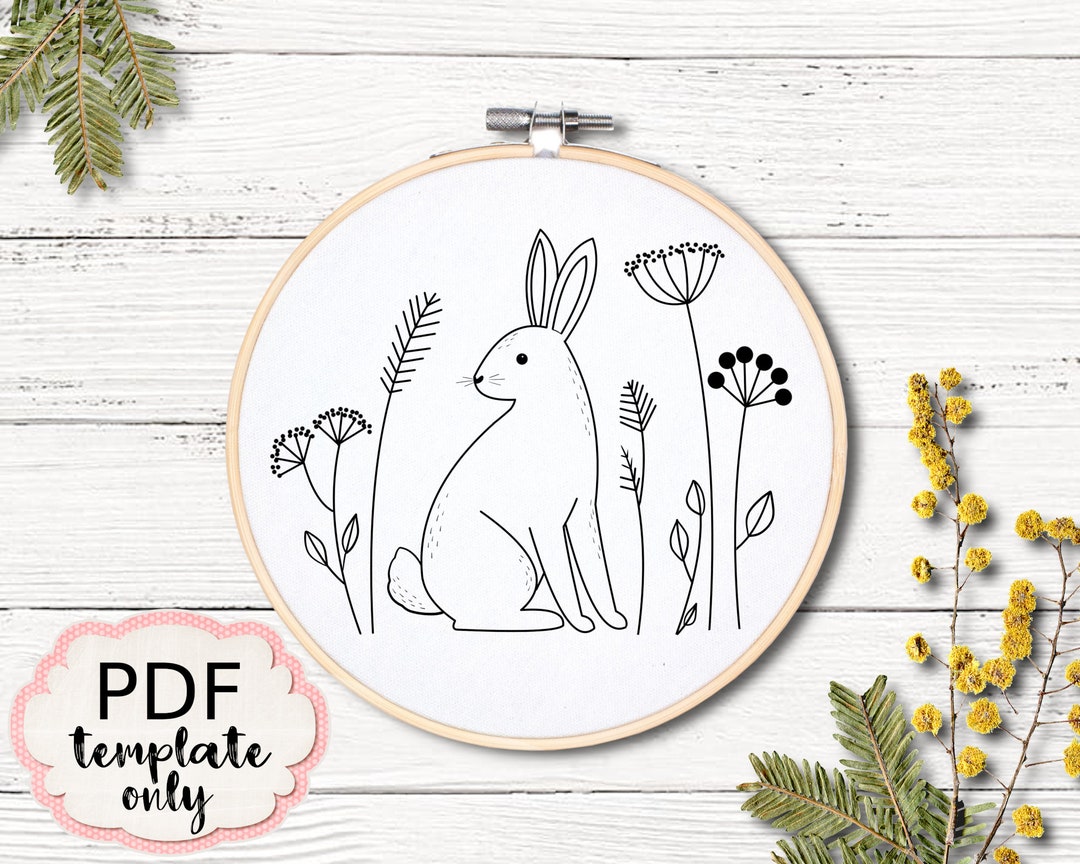 Embroidery Rabbit PDF Pattern Template ONLY Hand Embroidery Pattern ...