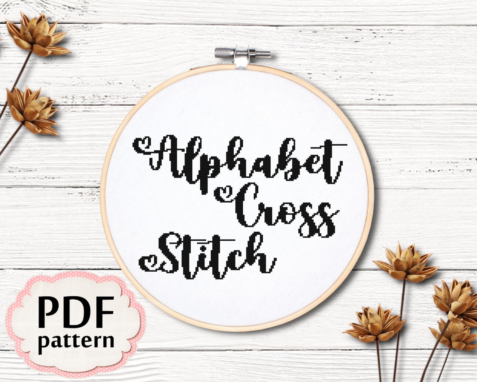 Alphabet Cross Stitch Pattern, Calligraphy Cross Stitch Alphabet ...