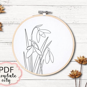 Embroidery Flowers Snowdrops - PDF Pattern Template ONLY - Etsy