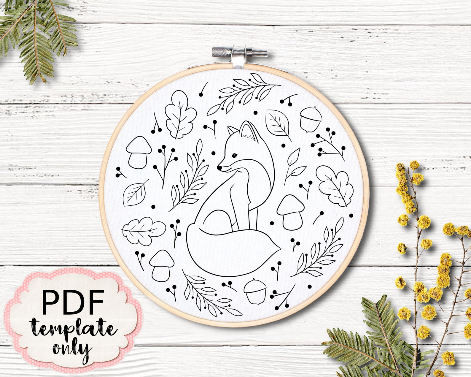 Embroidery Fox PDF Pattern Template ONLY Hand Embroidery Pattern ...