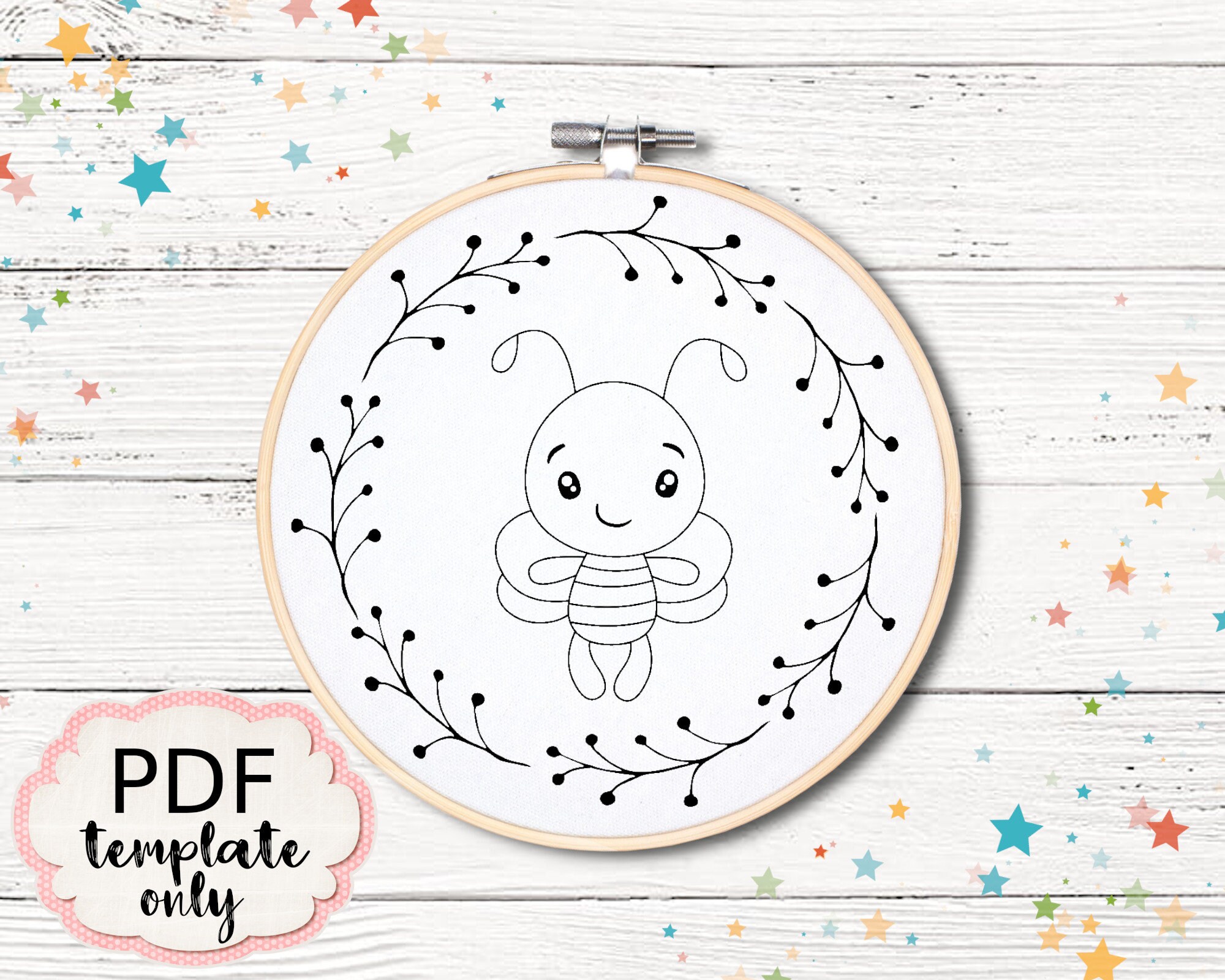 Embroidery Bee PDF Pattern Template ONLY Hand Embroidery Pattern ...