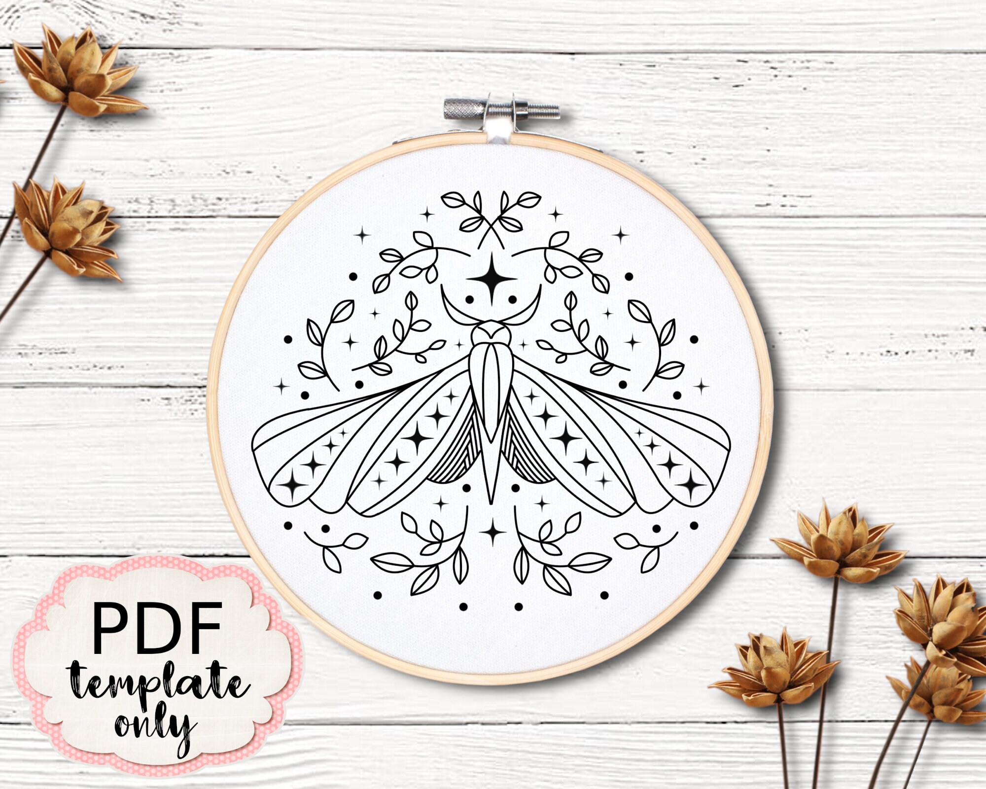 Embroidery Moth PDF Pattern Template ONLY Hand Embroidery Pattern ...