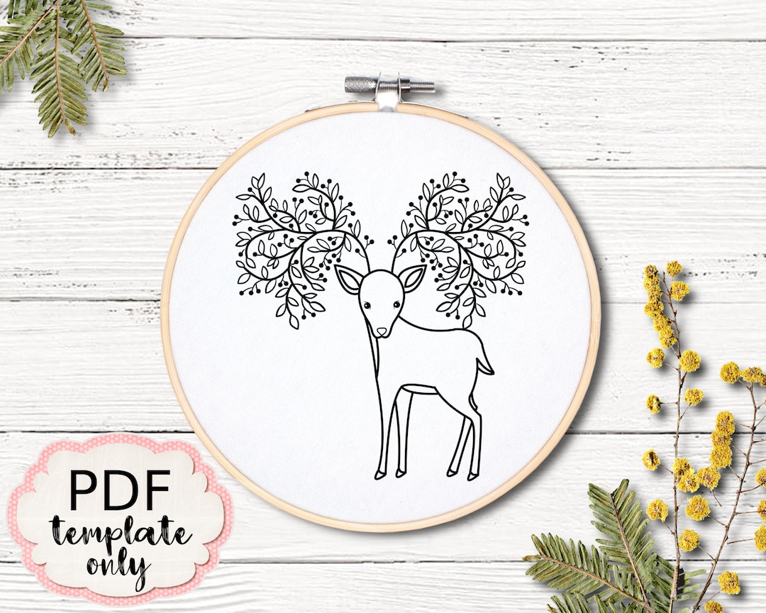 Embroidery Deer PDF Pattern Template ONLY Hand Embroidery Pattern ...