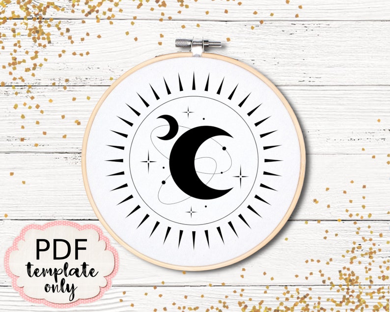 Embroidery Moon PDF Pattern Template ONLY Hand Embroidery - Etsy