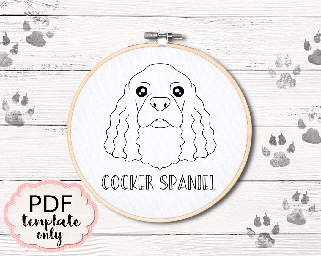 Embroidery Dog Cocker Spaniel - PDF Pattern Template ONLY - Hand ...