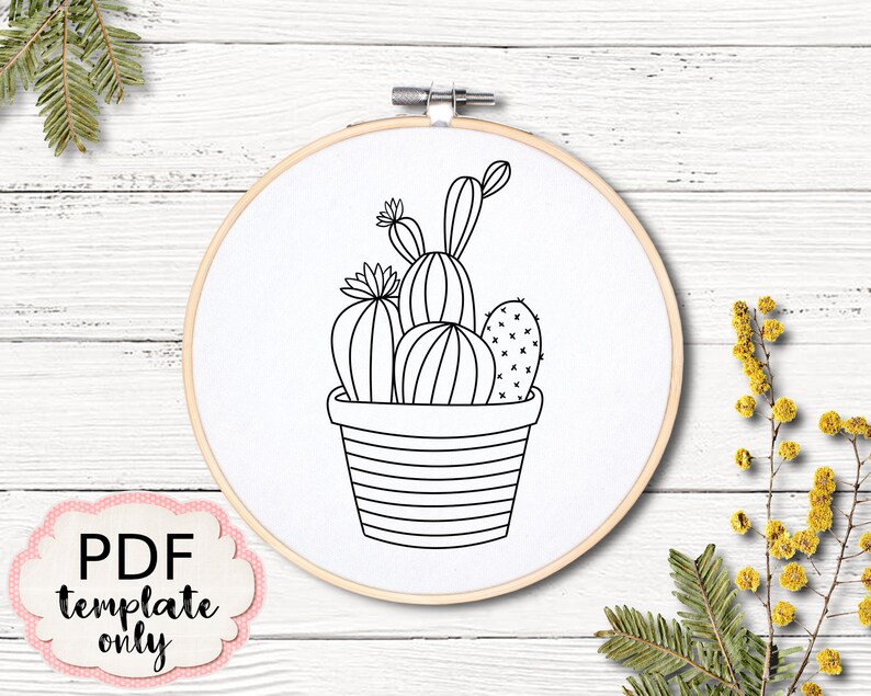 Embroidery Cactus PDF Pattern Template ONLY Hand Embroidery Pattern ...