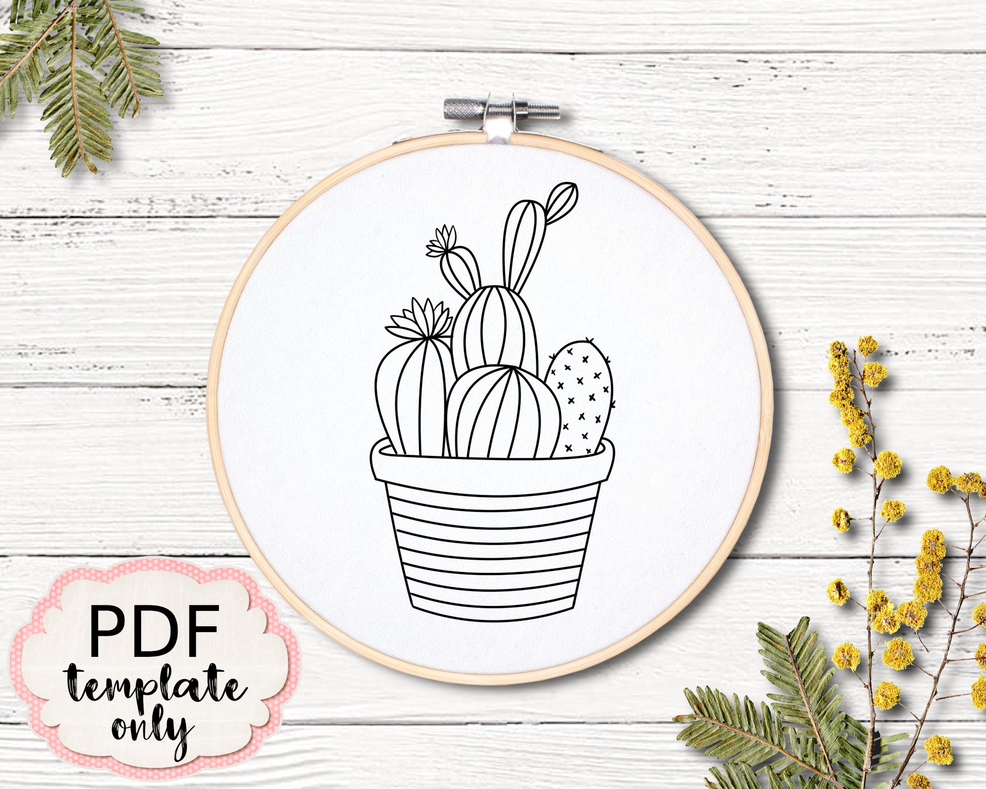 Embroidery Cactus PDF Pattern Template ONLY Hand Embroidery Pattern ...