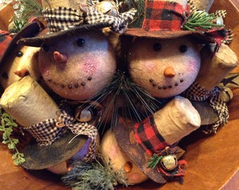Handmade Primitive Snowman - Etsy