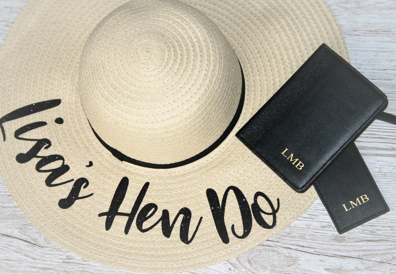 Personalised Sun Hat Wedding Bride Bridesmaid Honeymoon Hen Party Gift ...