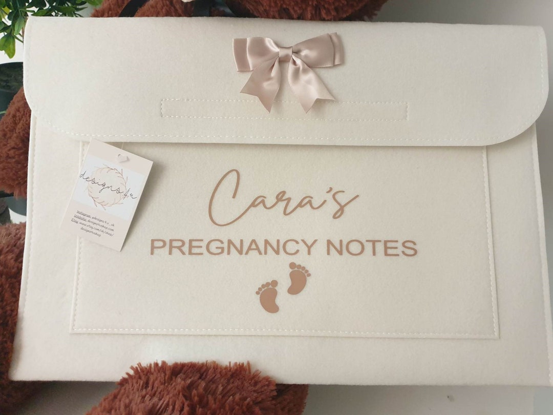 Personalised Pregnancy Notes Document Felt Folder ~ With or Without Bow ...