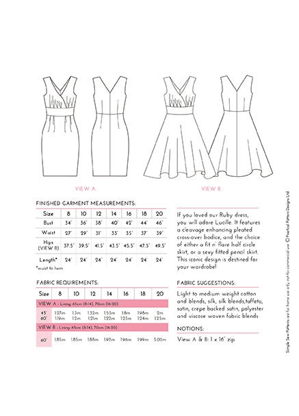 PDF Simple Sew Lucille Dress Combi Sewing Pattern dress Edit - Etsy