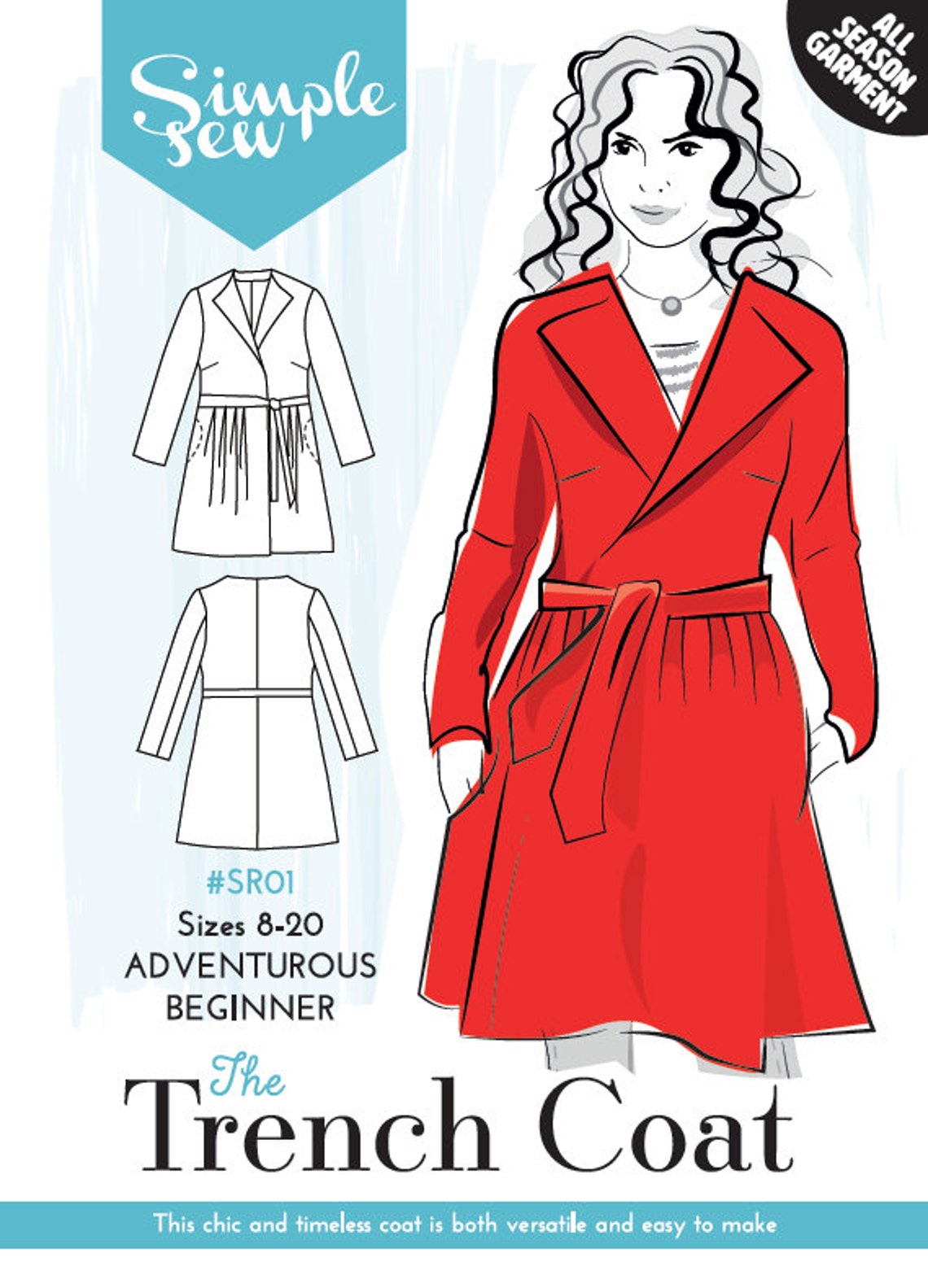 PDF Simple Sew Trench Coat Sewing Pattern capsule Collection UK 8-20 - Etsy