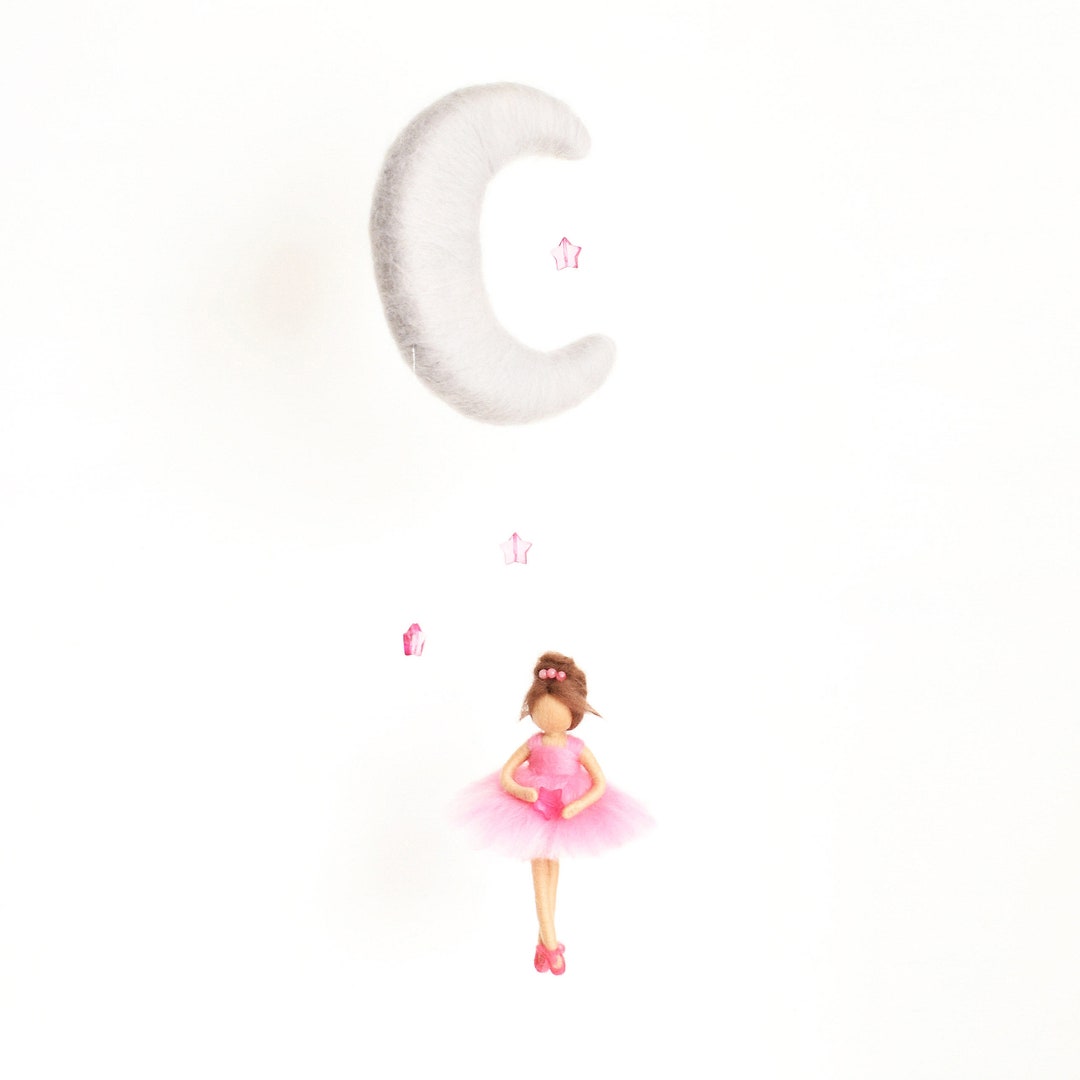 Wool Ballerina Room Decoration Mobile, Moon and Stars Mobile, Ballerina ...