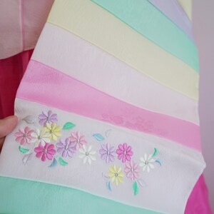 Traditional Korean Hanbok SET Light Pink Jeogori Top With Floral ...