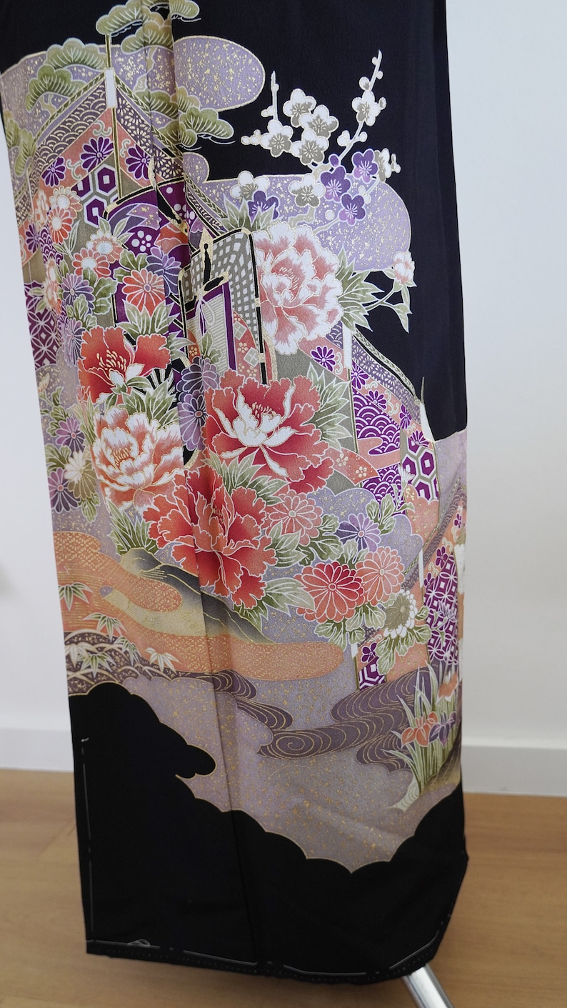 New, Unworn/ Authentic Kimono From Japan Synthetics in Black, Floral ...