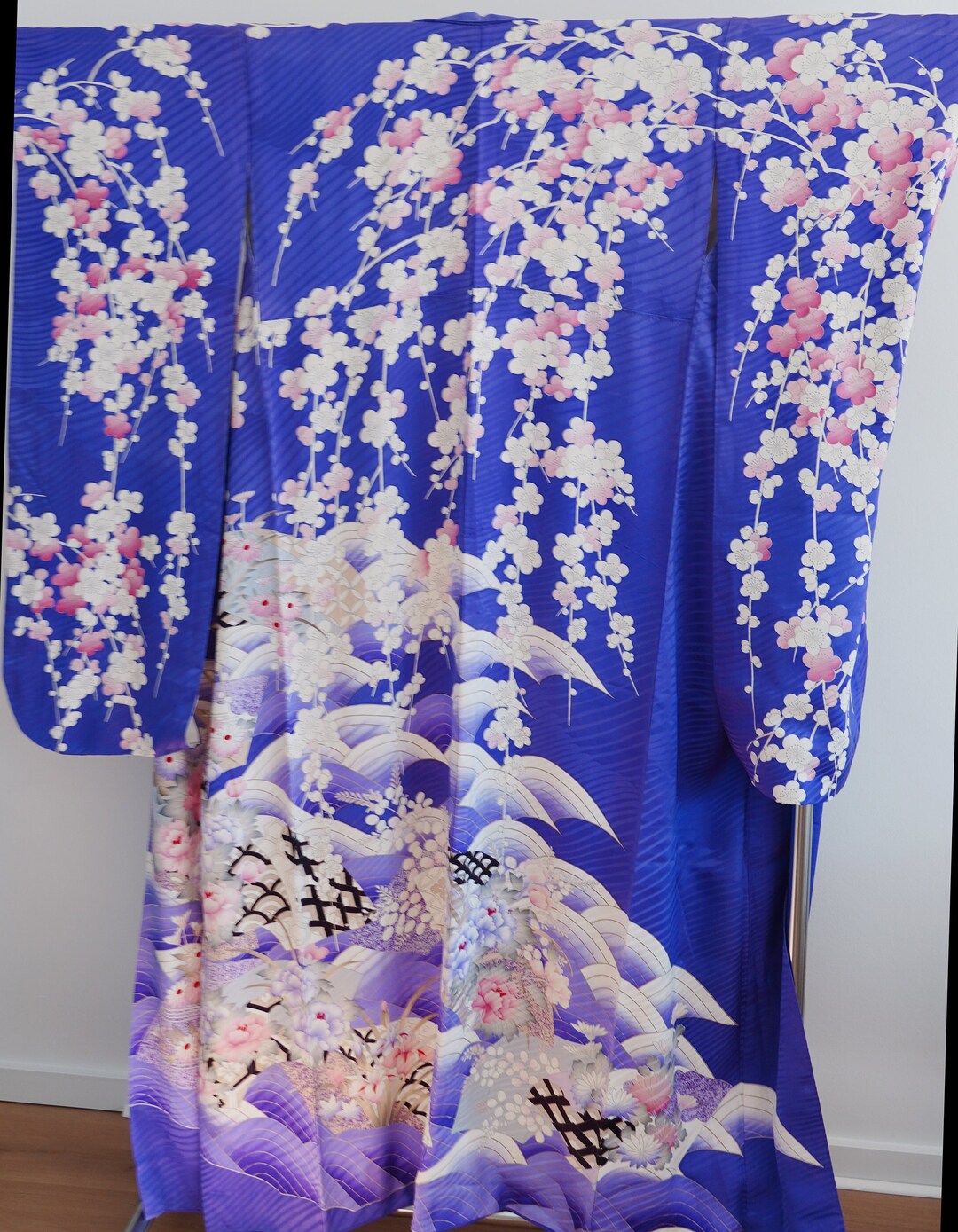 Authentic Kimono Floral Furisode Purple 100% Silk High Quality From ...