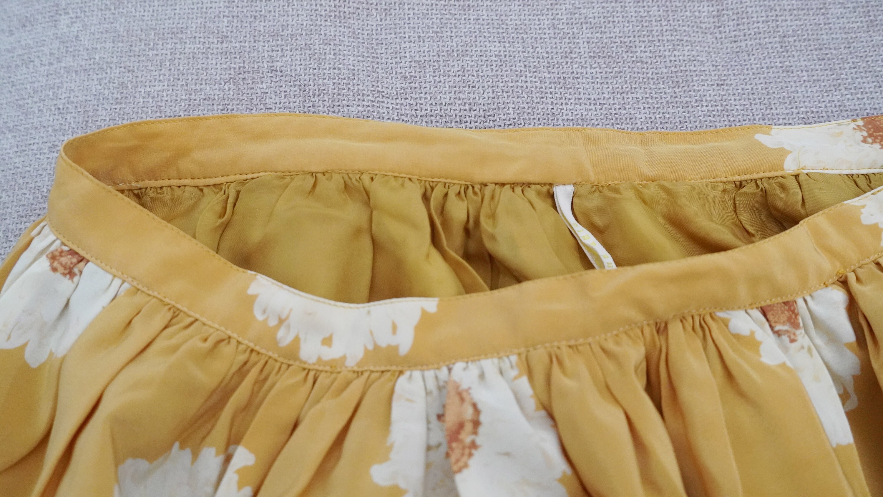 PINK HOUSE Long Skirt Floral Pattern Retro Yellow Neat Elegant Flare ...