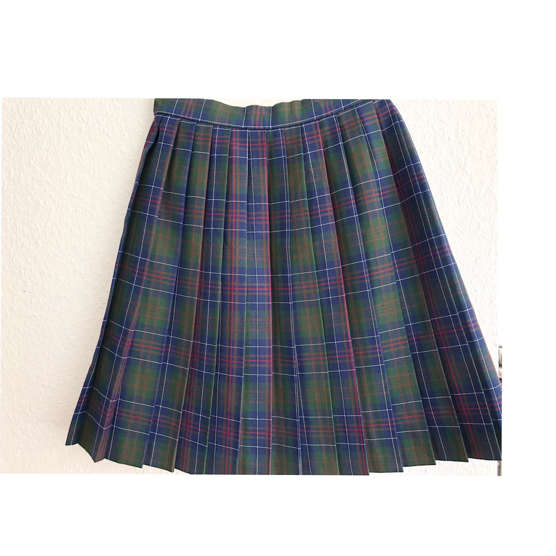 School Uniform Checkered Skirt in Dark Green From Japan - Etsy