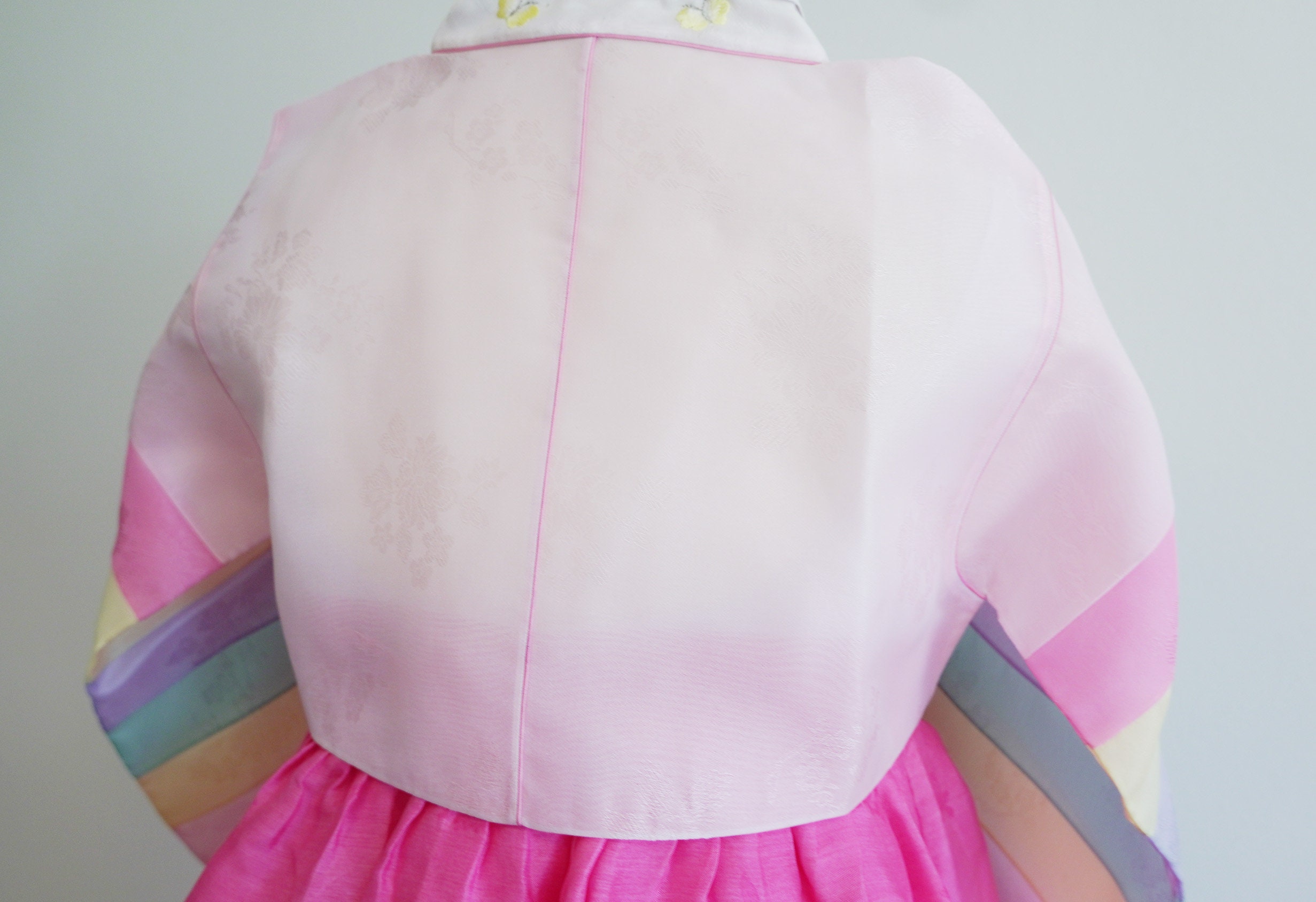 Traditional Korean Hanbok SET Light Pink Jeogori Top With Floral ...