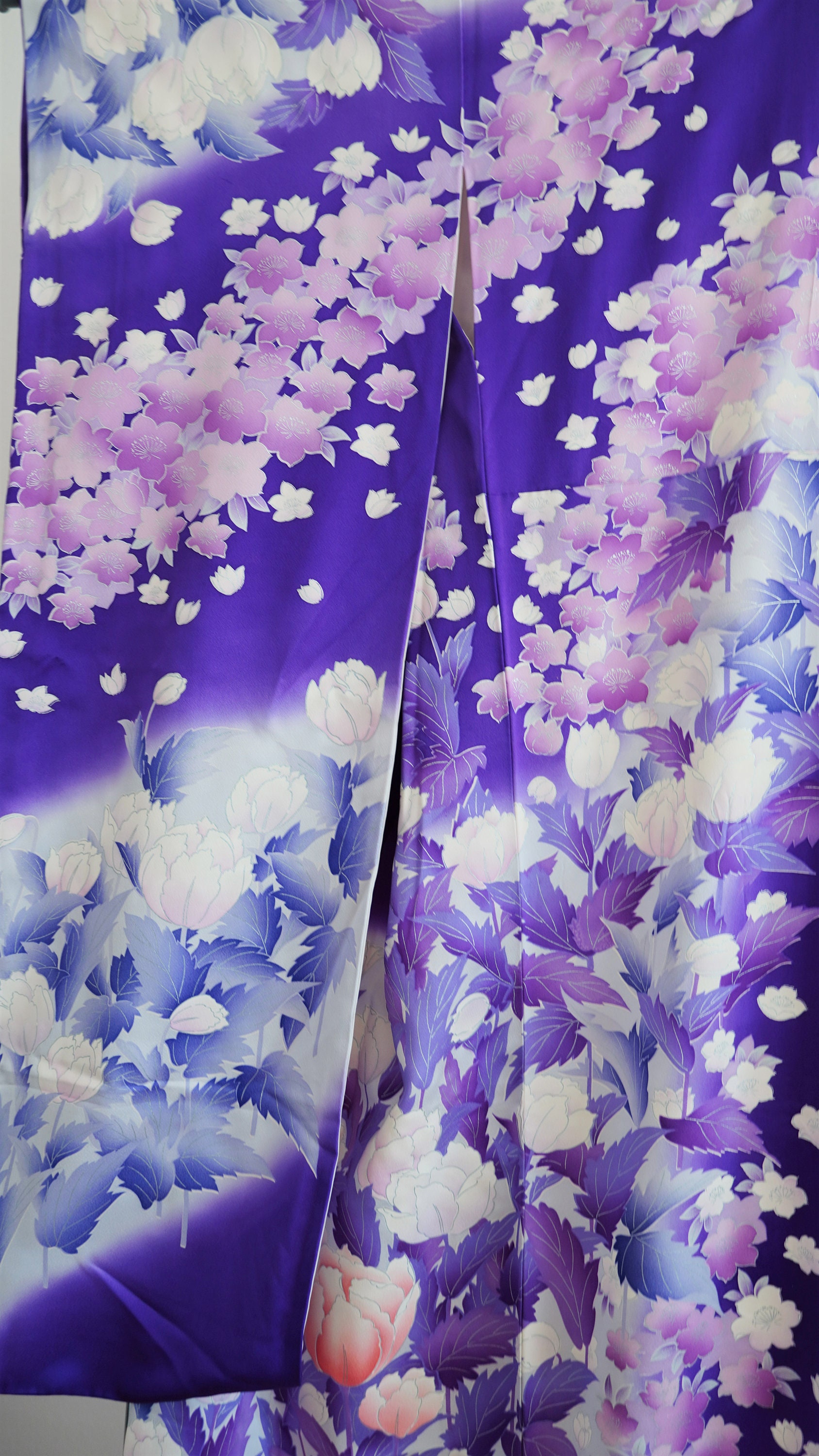 Authentic Kimono Floral Furisode Dark Purple 100% Silk High - Etsy