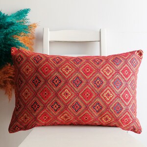 Bright Red Turkish Kilim Pillow Lumbar Pillow Cover 16x24 Turkish ...