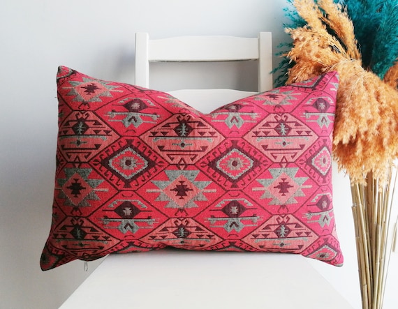 Decorative Red Pillow Lumbar Pillow Cover Turkish Kilim Pillow - Etsy