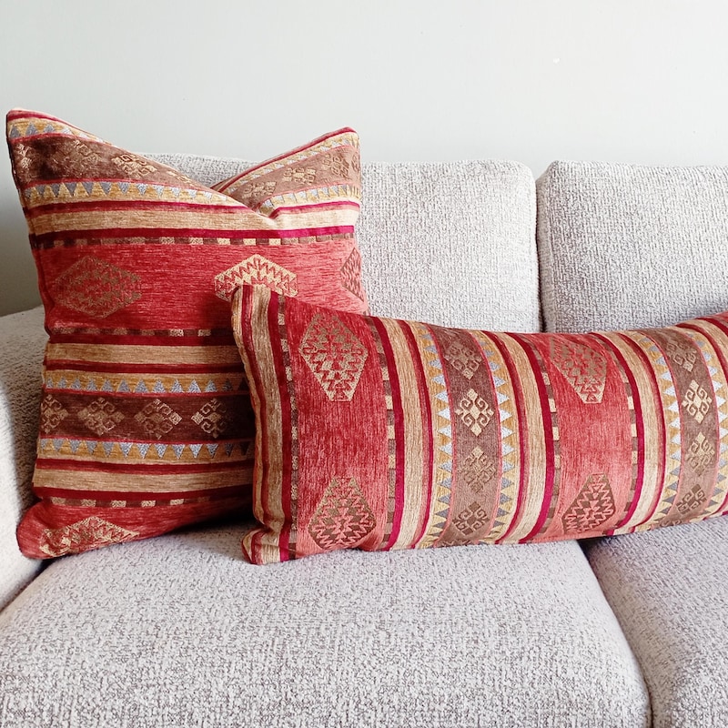 Rust Throw Lumbar Pillows - Etsy