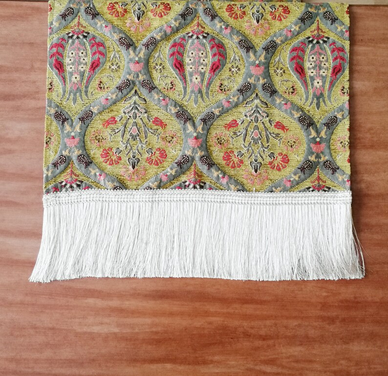 Turkish Table Runner With Tassels Turquoise Green Red Table | Etsy