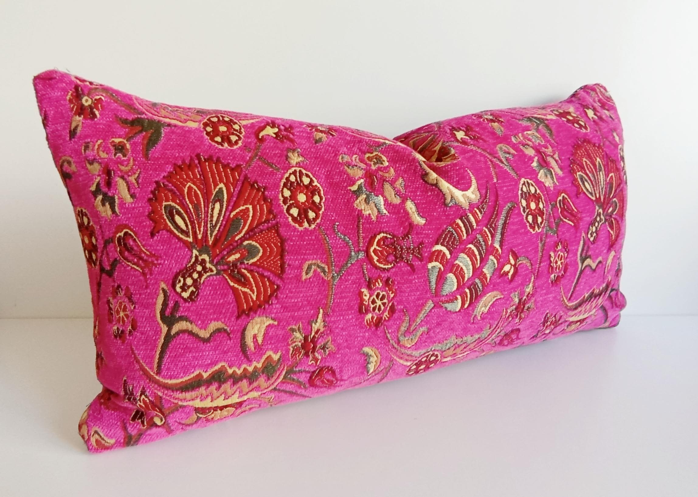 Pink Lumbar Pillow Pink Kilim Pillow Velvet Pillow Pink Decorative ...