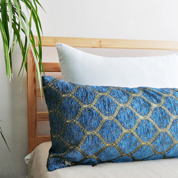 Blue Velvet Lumbar Pillow - Etsy