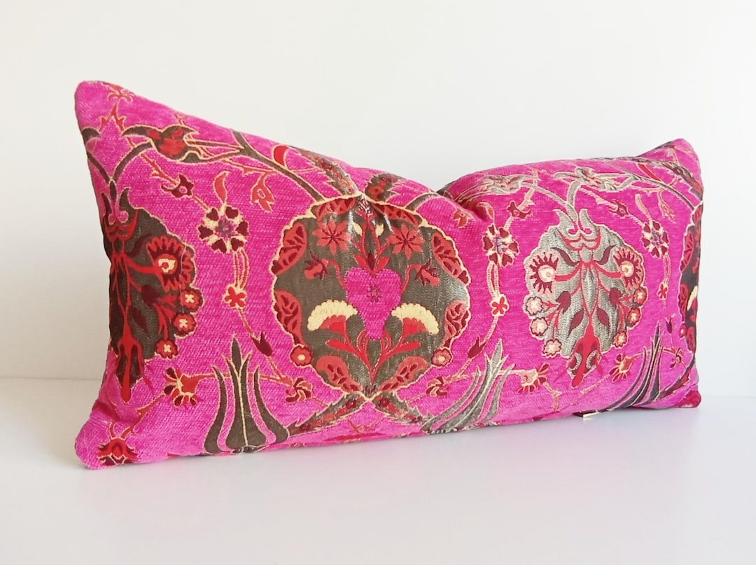 12x24 Pink Lumbar Pillow Pink Kilim Pillow Velvet Pillow Pink Sham ...