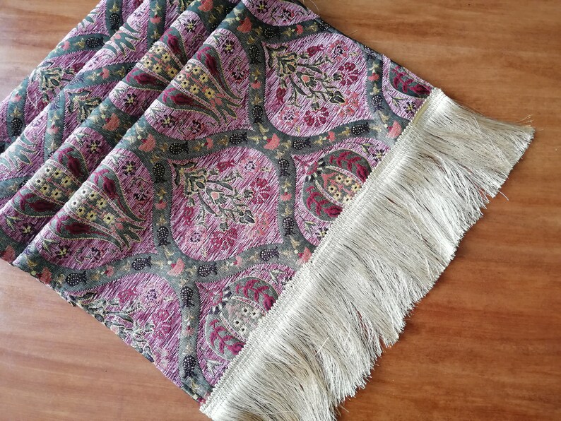 Turkish Table Runner With Tassels Turquoise Green Red Table | Etsy